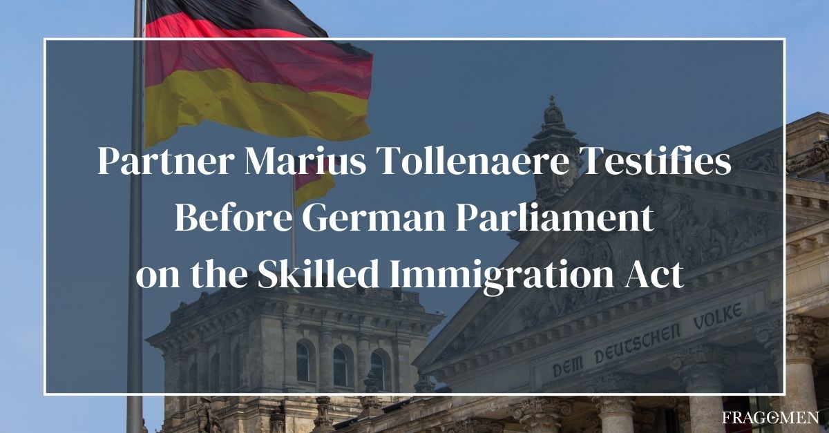 Partner Marius Tollenaere Testifies Before German Parliament on the ...