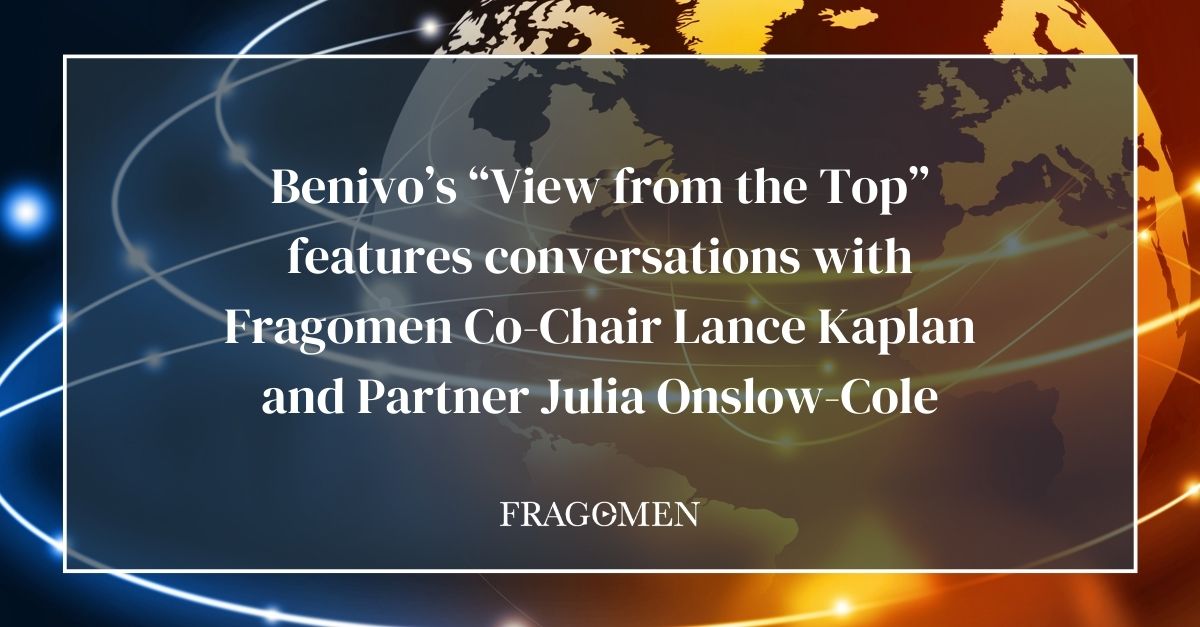 Benivo's The View from the Top: Lance Kaplan and Julia Onslow-Cole ...