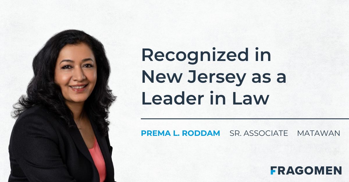 Senior Associate Prema Roddam Recognized in New Jersey as a Leader in ...