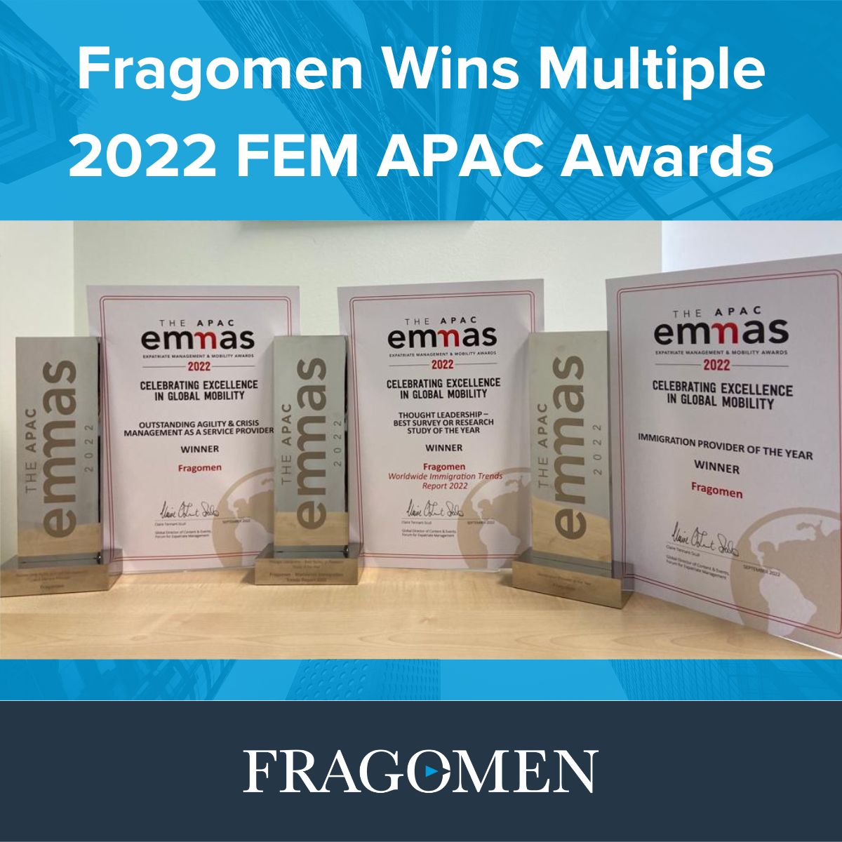 Fragomen Wins Multiple 2022 FEM APAC Awards | Fragomen, Del Rey ...